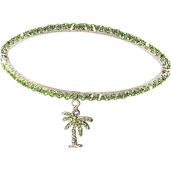 Crystal Palm Tree Anklet, Adjustable Stretch Ankle Bracelet, Summer ...