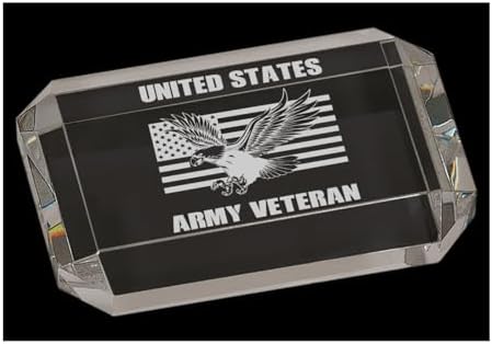 Crystal Paperweight, United States Army Veteran Engraved 4 inch Optical ...