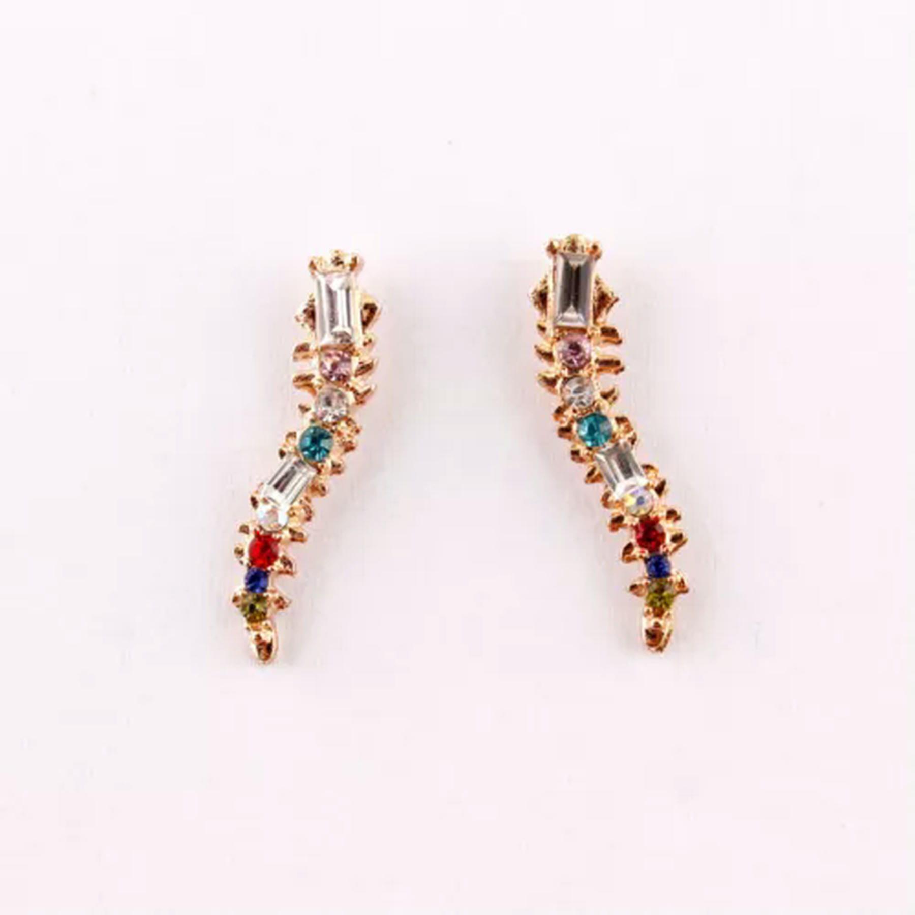 Crystal Pave Ear Climber Earrings Crawler Gold Tone Cuff Stud Bar Women ...
