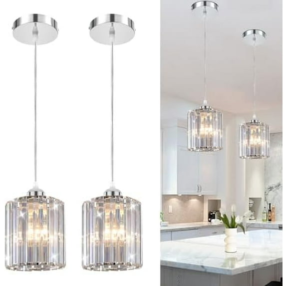 Crystal Pendant Lights - Kitchen Island Lighting, Mini Crystal ...