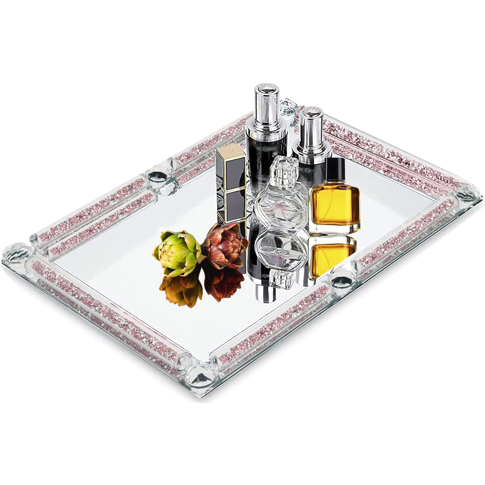 Crystal Perfume Tray,Crushed Diamond Filled Crystal Glass Tray,11.8 ...