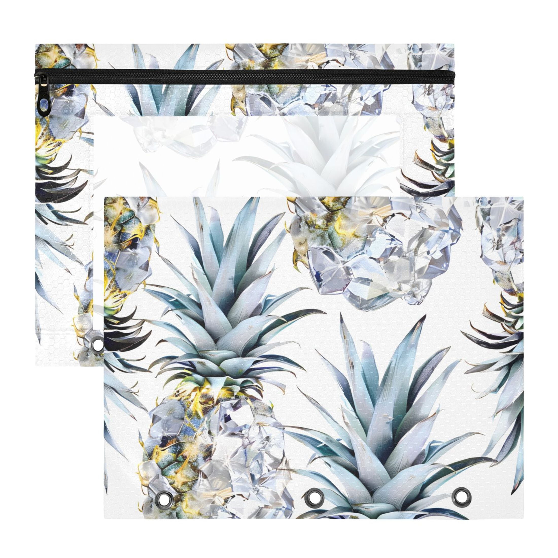 Crystal Pineapples 3-Ring Binder Pouches A4 Size Zipper Pocket File ...