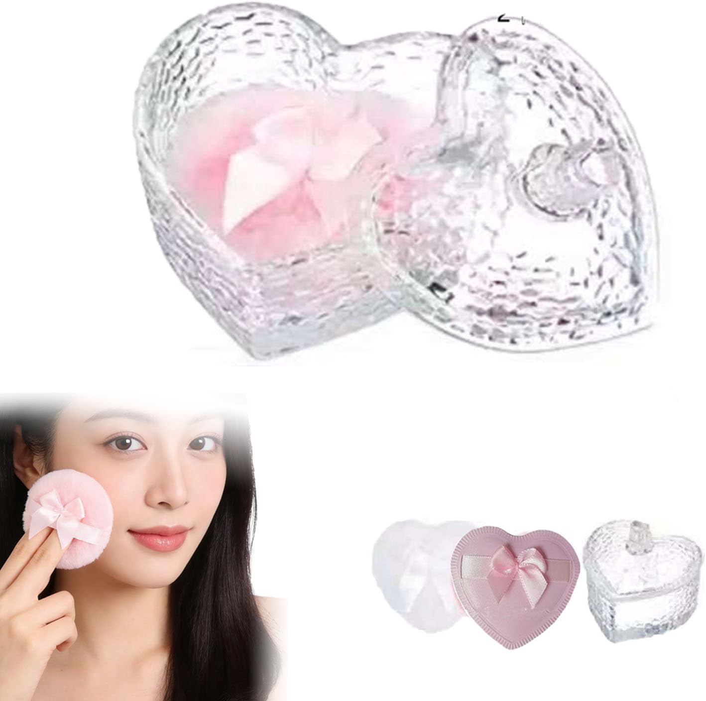 Crystal Powder Puff Container,Glass Dusting Powder Container with Puff ...