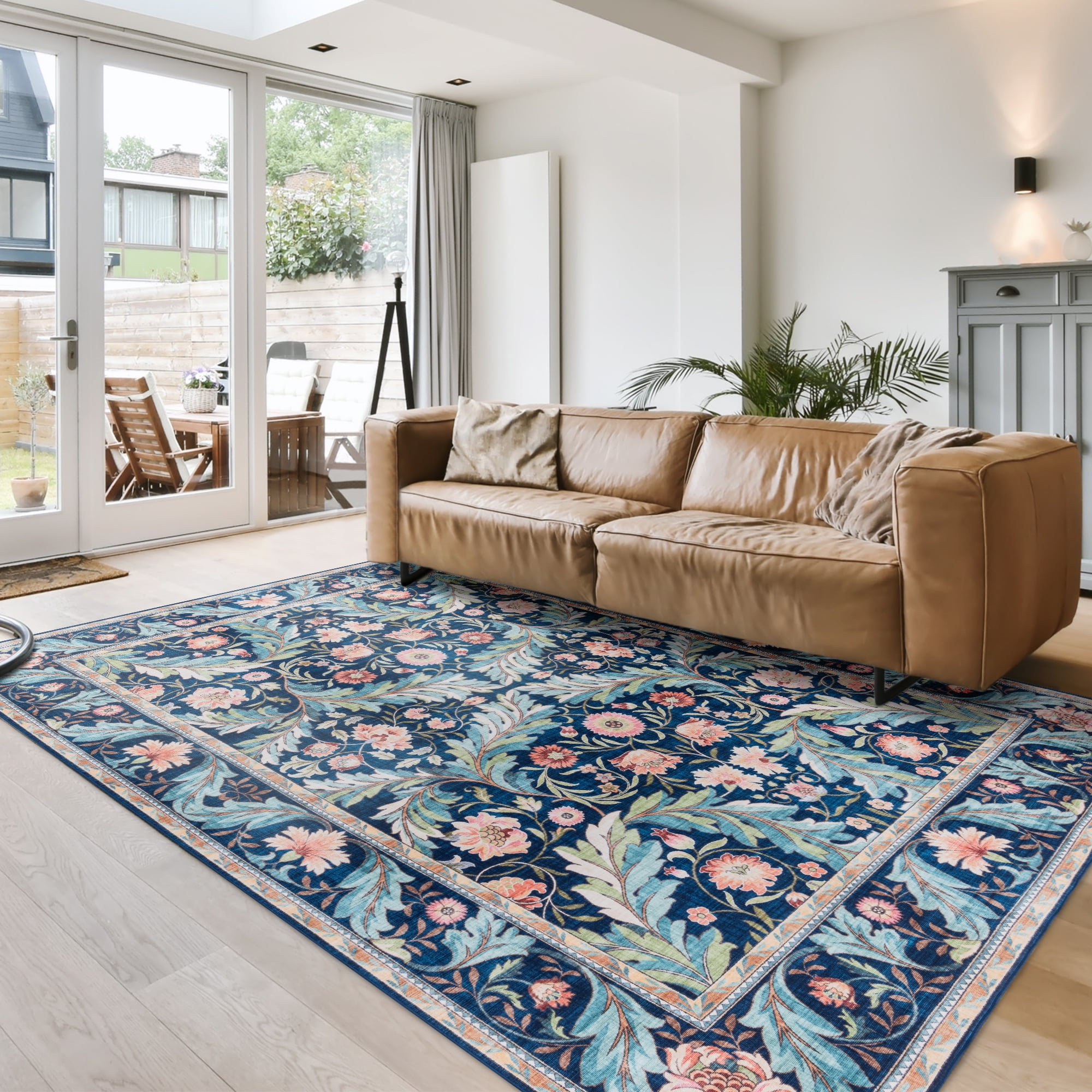 Gertmenian Crystal Print Altair Navy Floral Rug - Walmart.com