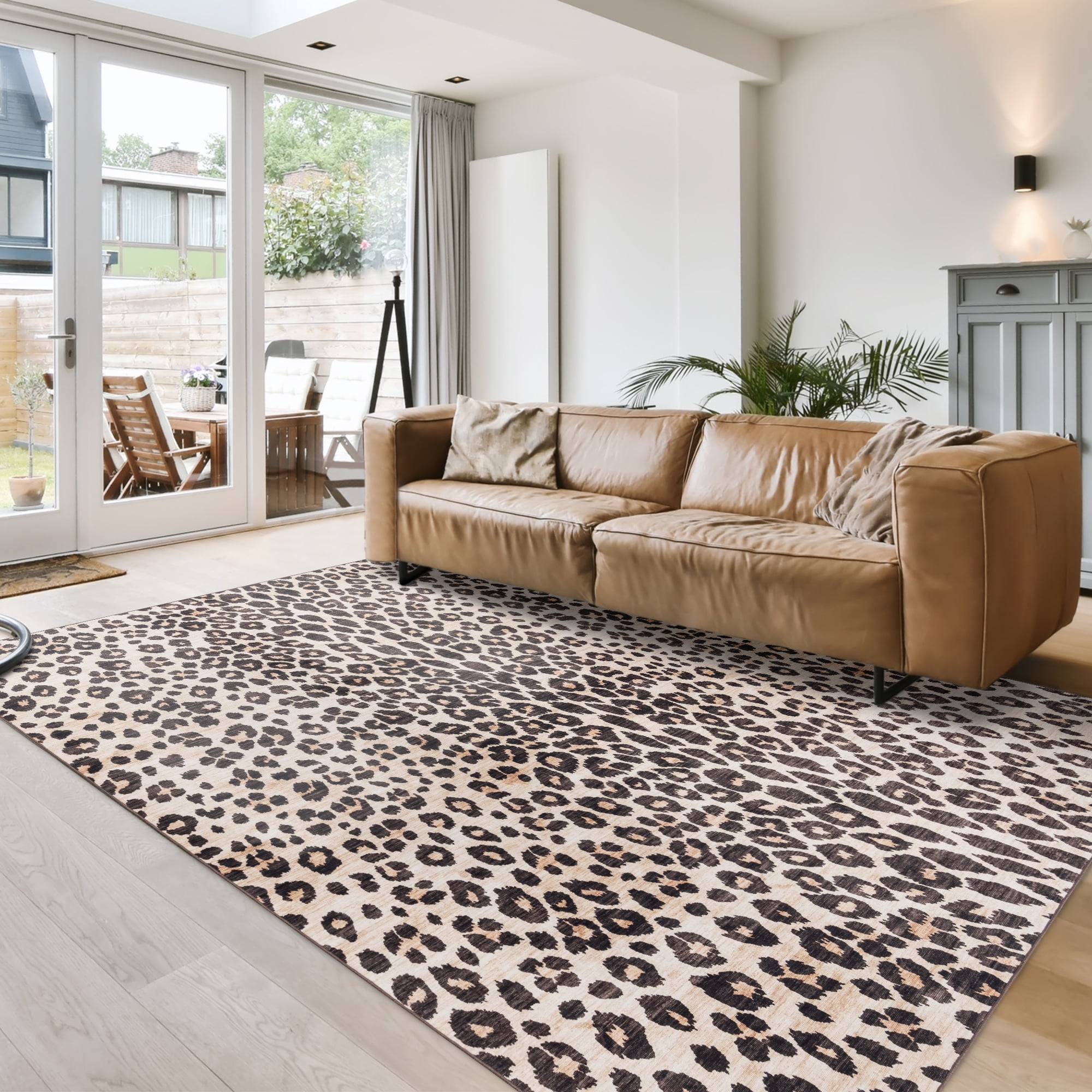Crystal Print Lennie Modern Animal Print Leopard Area Rug, 5x7 ...