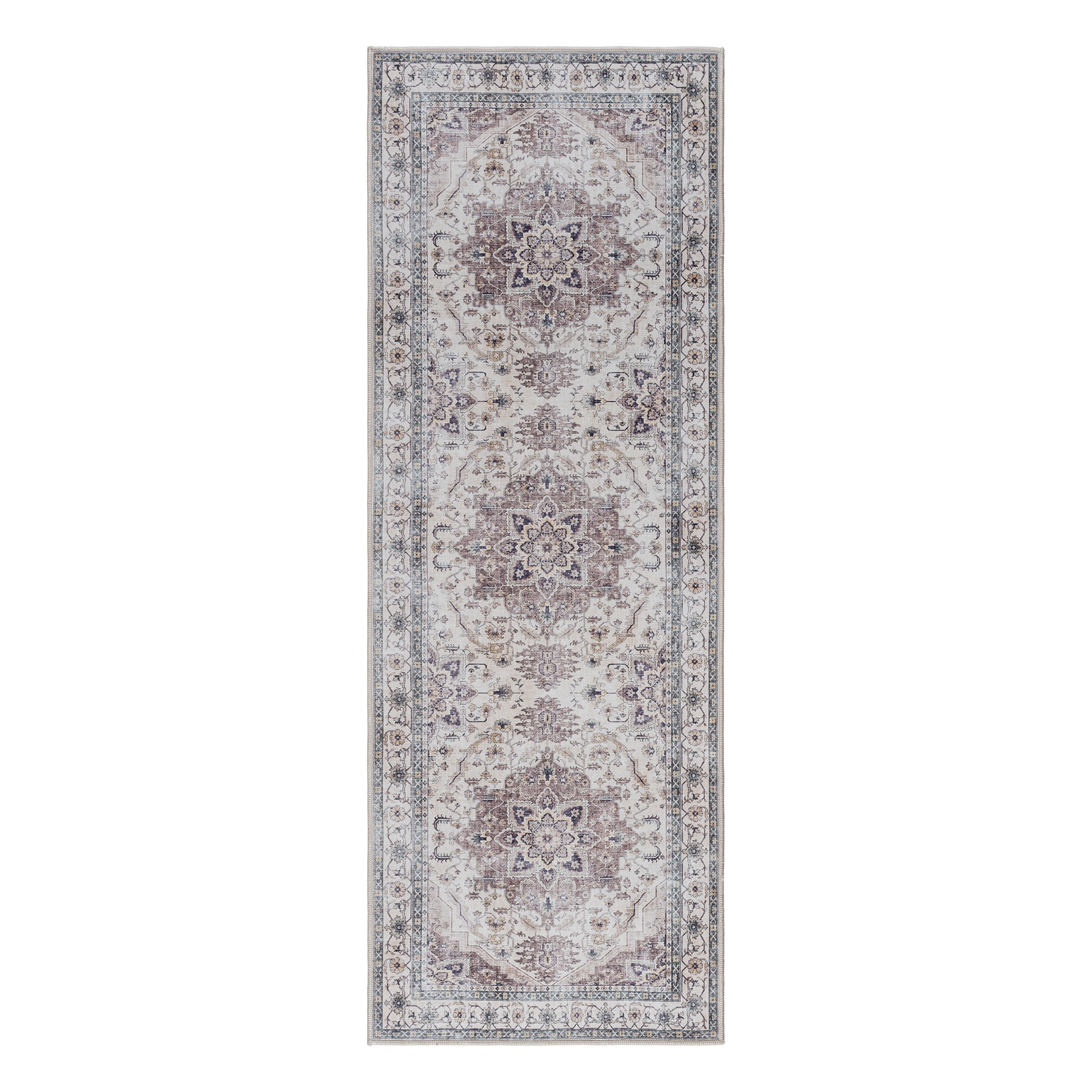 Crystal Print Soha Traditional Moroccan Gray Washable Indoor Area Rug ...