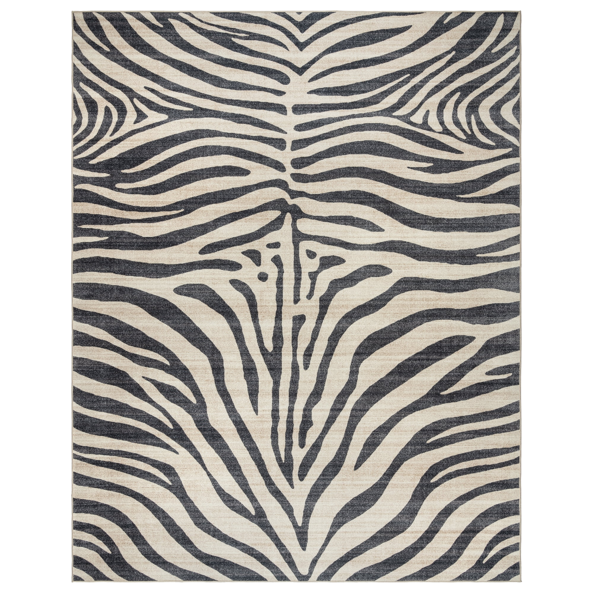 Crystal Print Zebra Modern Striped Black White Washable Indoor Area Rug ...