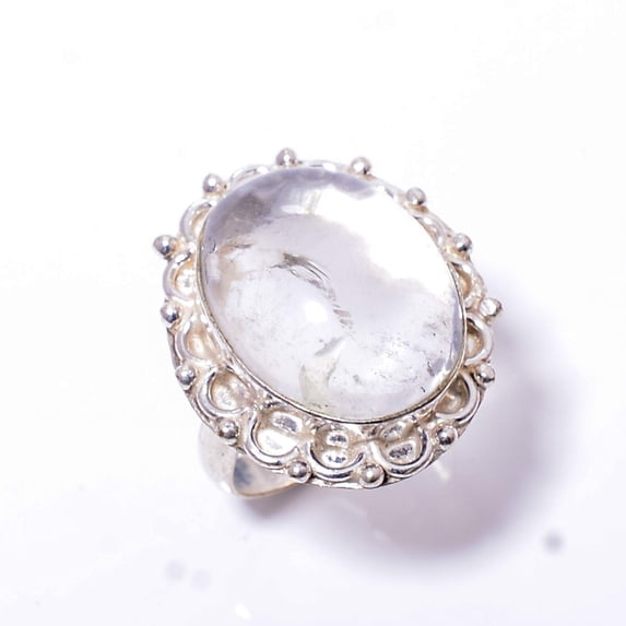 Crystal Quartz - Brazil Designer Handmade 925 Sterling Silver Ring S.9 ...