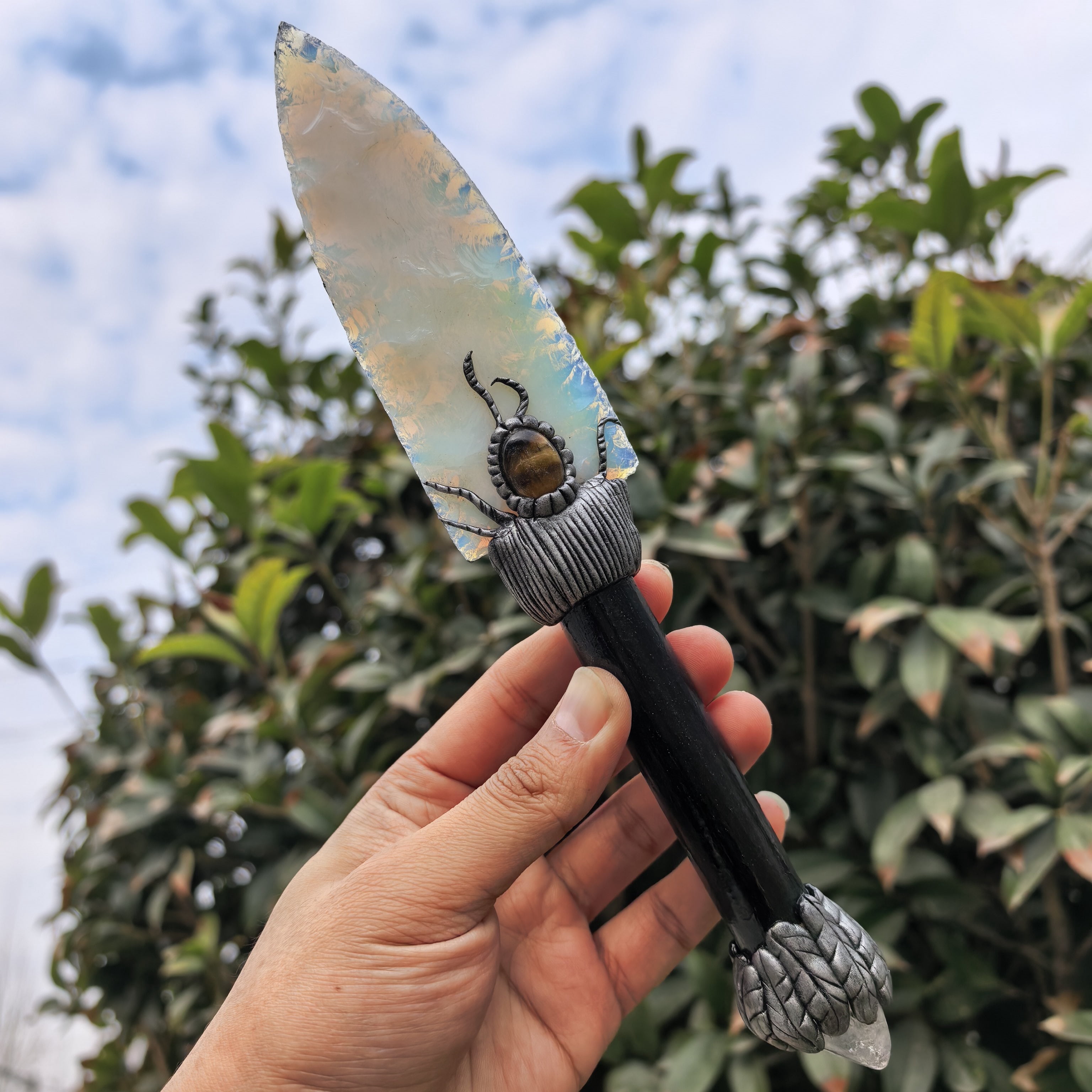 Crystal Quartz Knife Home Decor Handmade Carving Crystal,Obsidian Opal ...