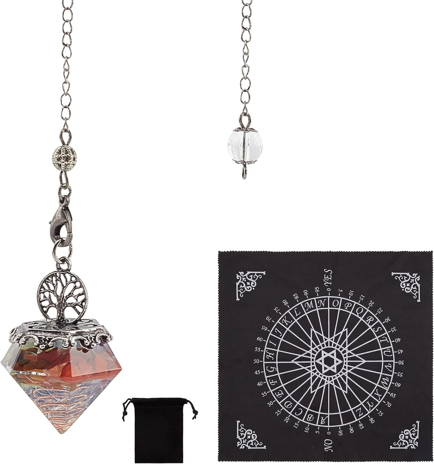 Crystal Quartz Pendulum Life Tree Crystal Reiki Pendant with Pendulum ...