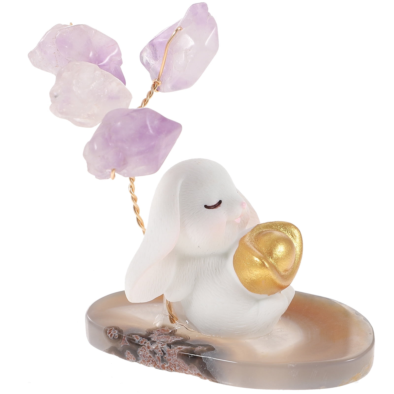 Crystal Rabbit Fortune Tree Crystal Tree Clear Bunny Cute Figurines ...