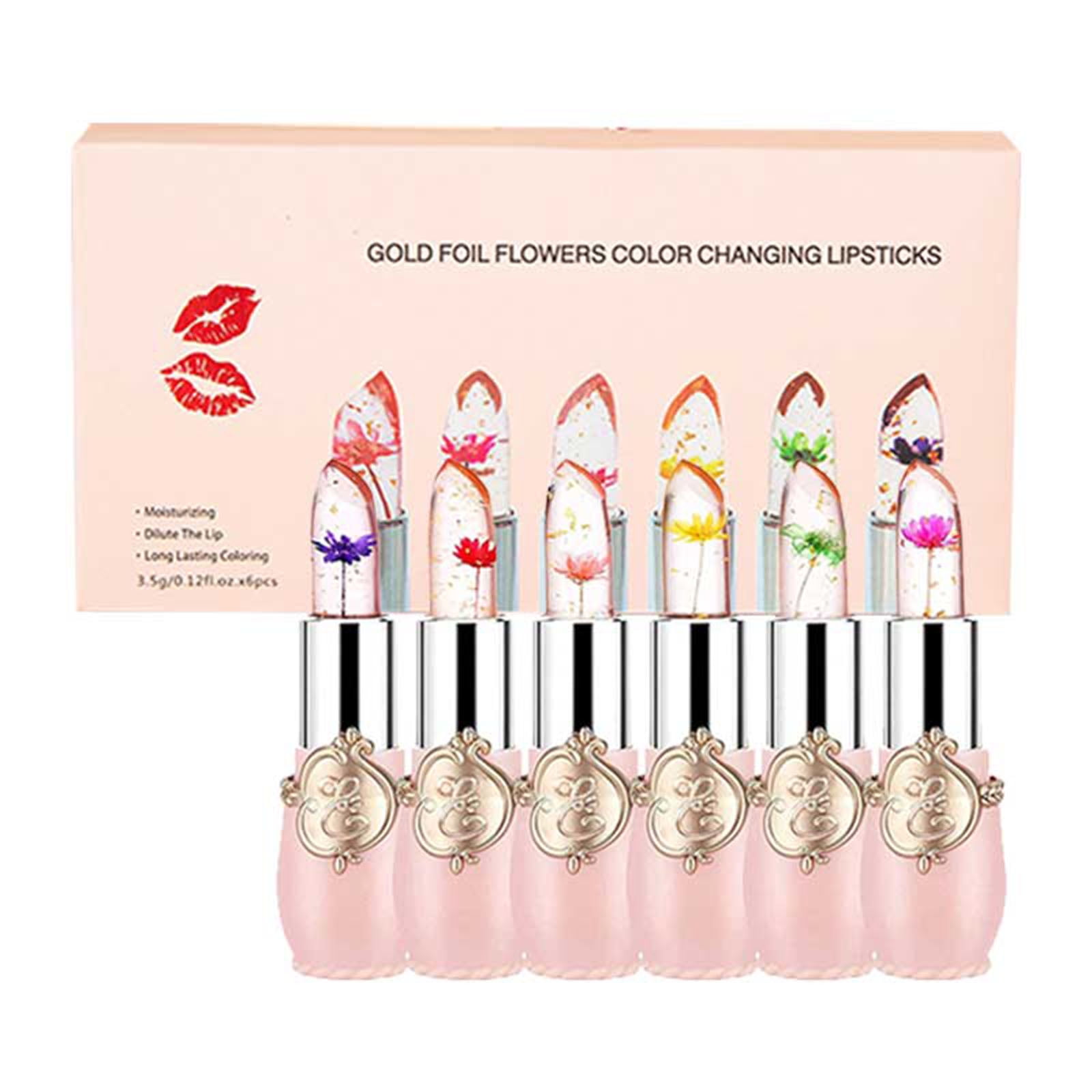 Radiant Flower Jelly Lipstick, Hydrating Balm Stick, Long Lasting Magic Temperature Lip Gloss ...