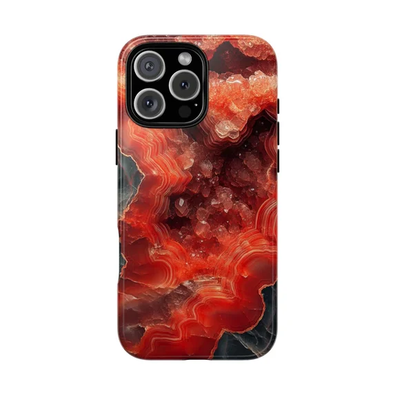 Crystal Red Geode Rock Agate Art iPhone Case 17 through 11 Pro Max ...