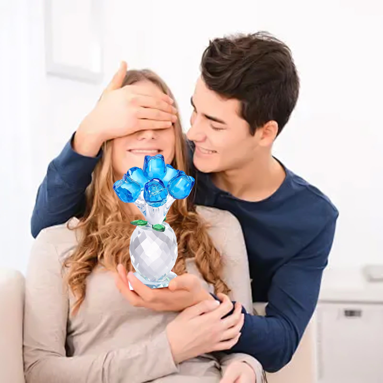 Crystal Red Rose Figurine Ornament,4.1x2.4inch Crystals Rose Bouquet ...