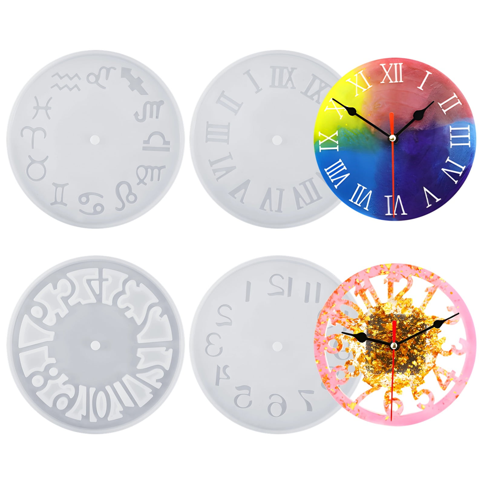 Crystal Resin Clock Molds for DIY, Roman Arabic Numerals, Transparent ...