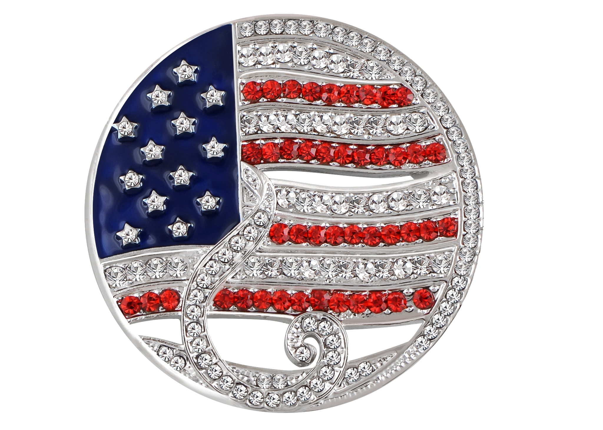 Crystal Rhinestone 4th of July American USA Flag Patriotic Pin Brooch ...