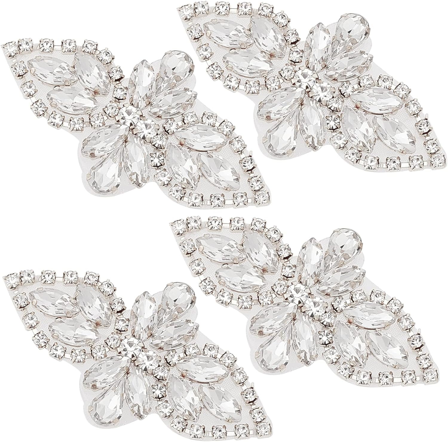 Crystal Rhinestone Applique 4 Pieces Wedding Applique Iron On Patch ...