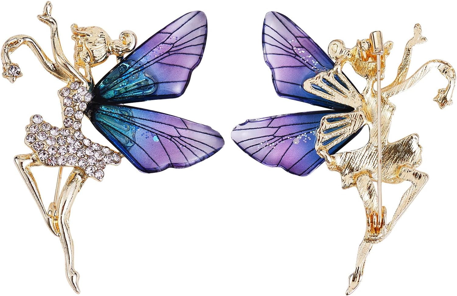 Crystal Rhinestone Ballet Dancer Fairy Brooch Pin Elegant Alloy Badge ...