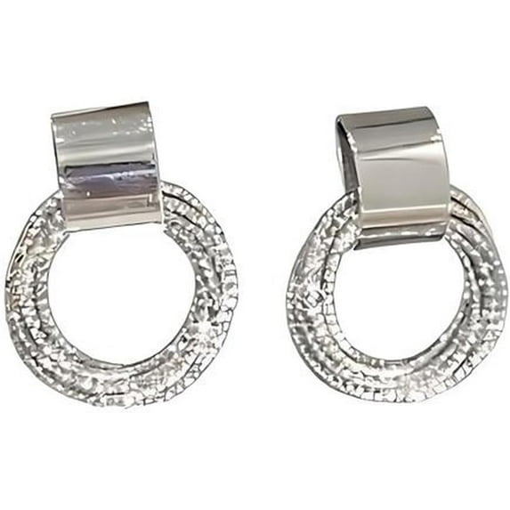 Crystal Rhinestone Hoop Earrings, Silver Plated, Circle Design, 360 ...