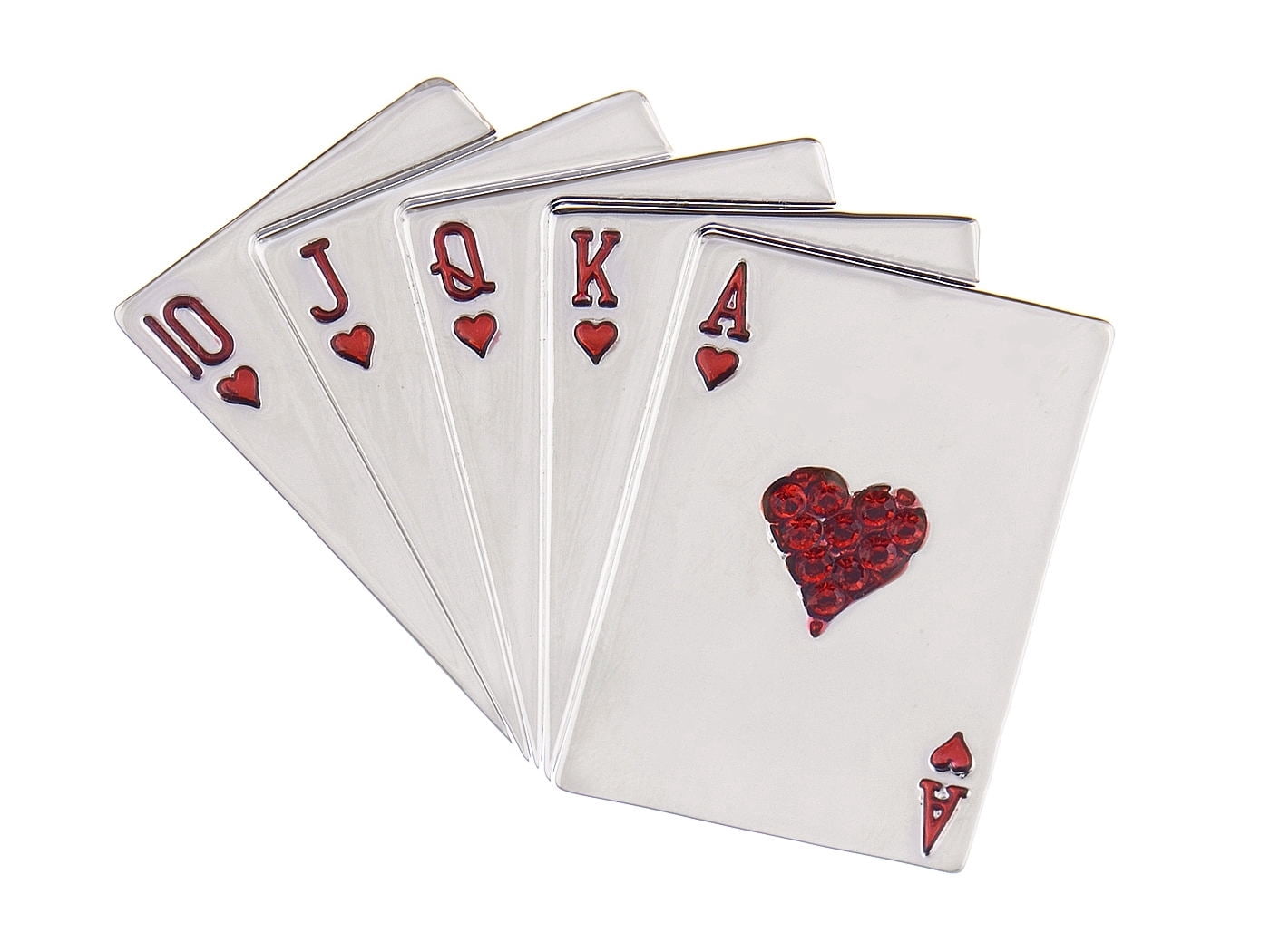 Crystal Rhinestone Royal Flush Poker Playing Hand Cards Brooch Pin ...
