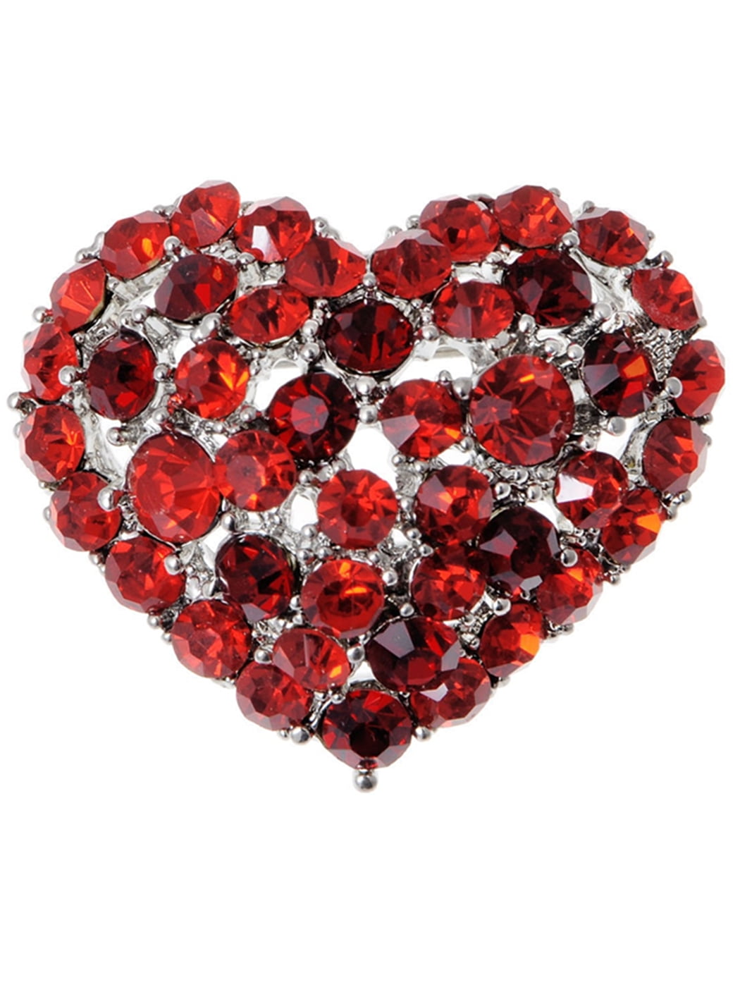 Crystal Rhinestone Valentine Heart Love Brooch Pin, Red - Walmart.com