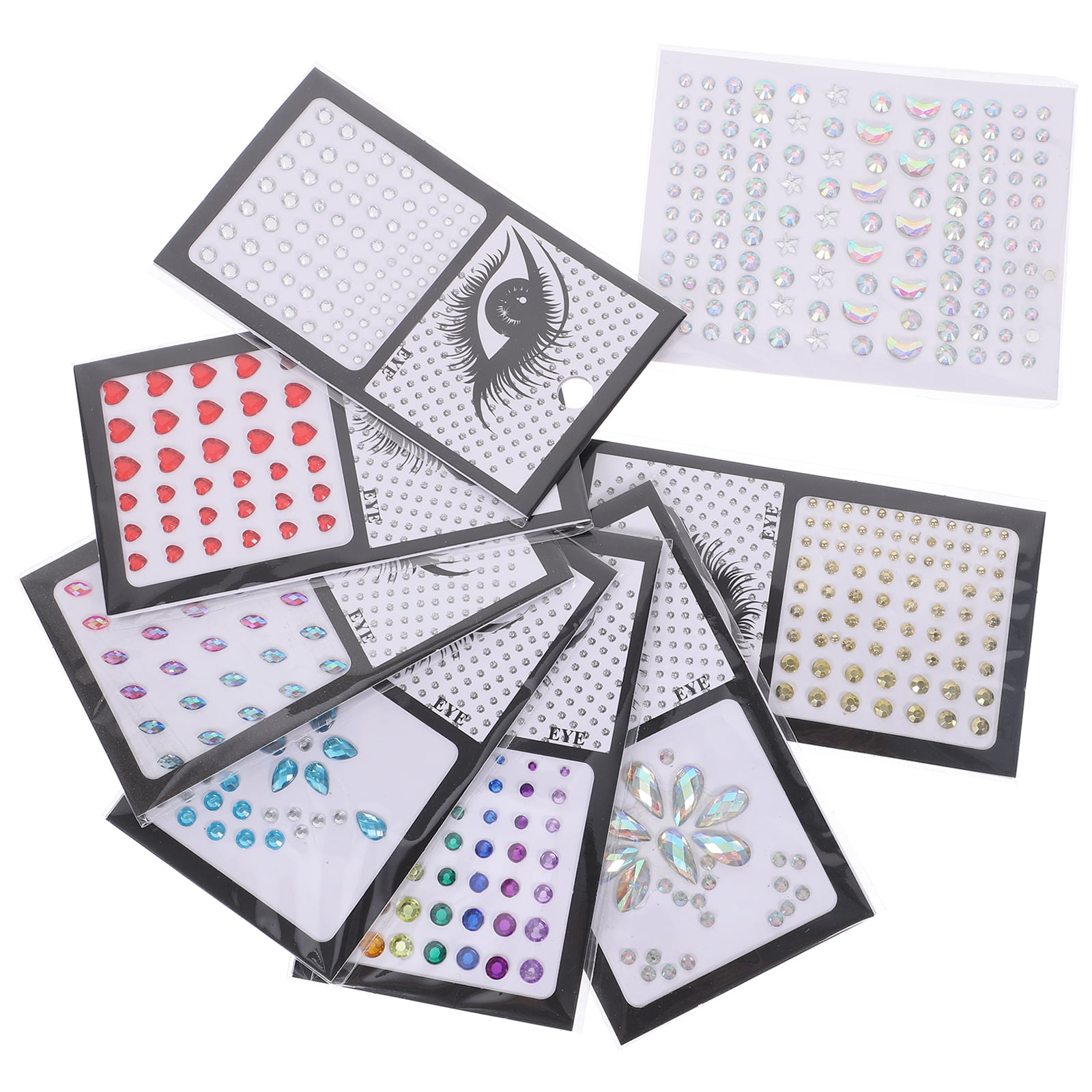 Crystal Rhinestones 8 Sheets Facial Stickers for Makeup Nail Gems Nails ...