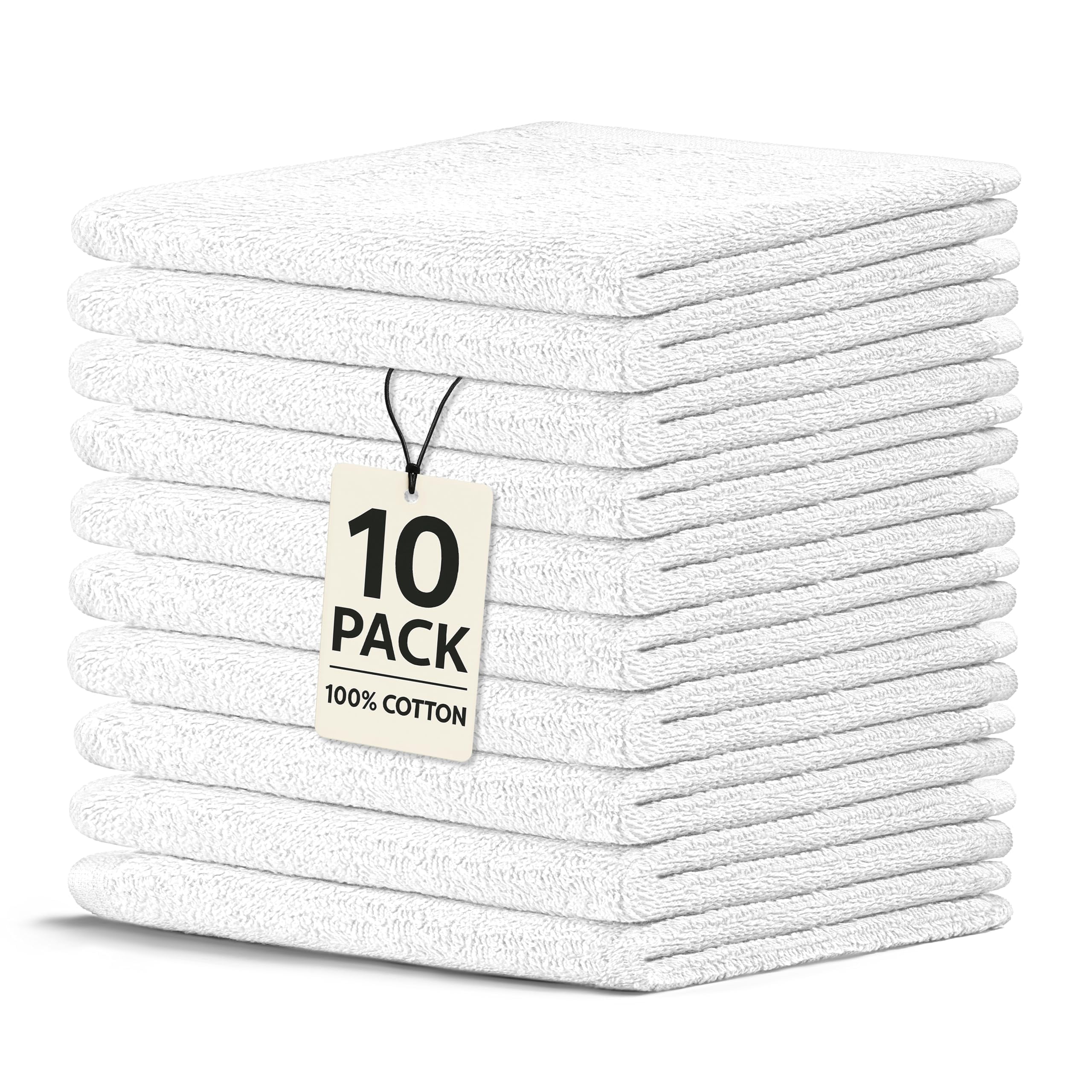 Crystal Ridge Cotton Wash Cloths 10 Pack - Washcloths for Showering ...