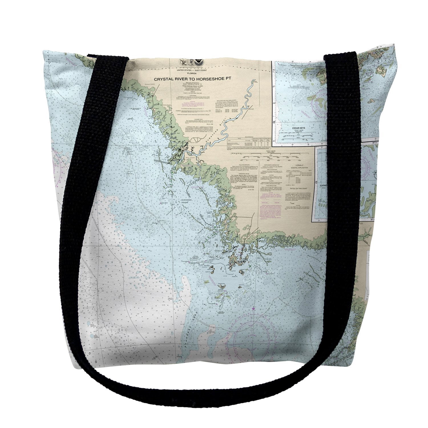 Crystal River to Horseshoe Point, FL Nautical Map Medium Tote Bag 16x16 ...