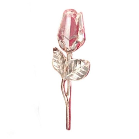 Crystal Rose Craft Ornament with Golden Stem & Leaf Elegant Gift-Boxed ...