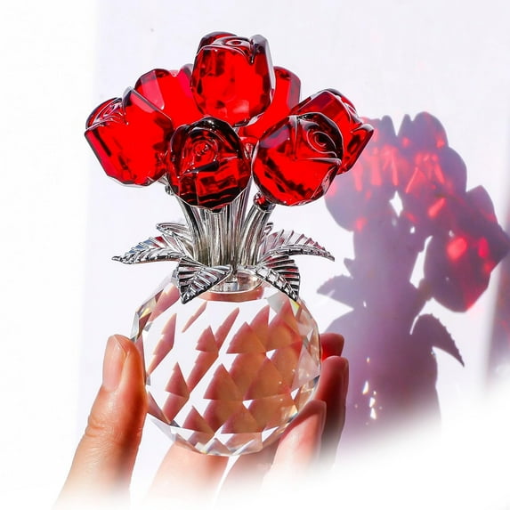 Crystal Rose Ornament - A Timeless Symbol of Elegance and Love, 3D Red ...