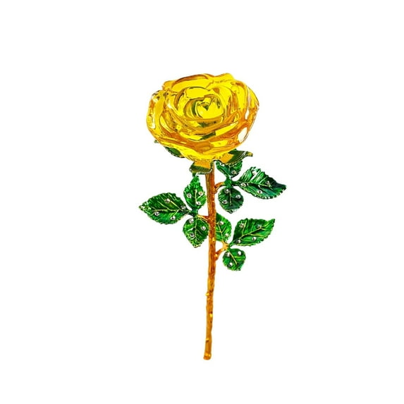 Crystal Rose Stem Ornament Single Branch Glass Roses Flower Collectible ...