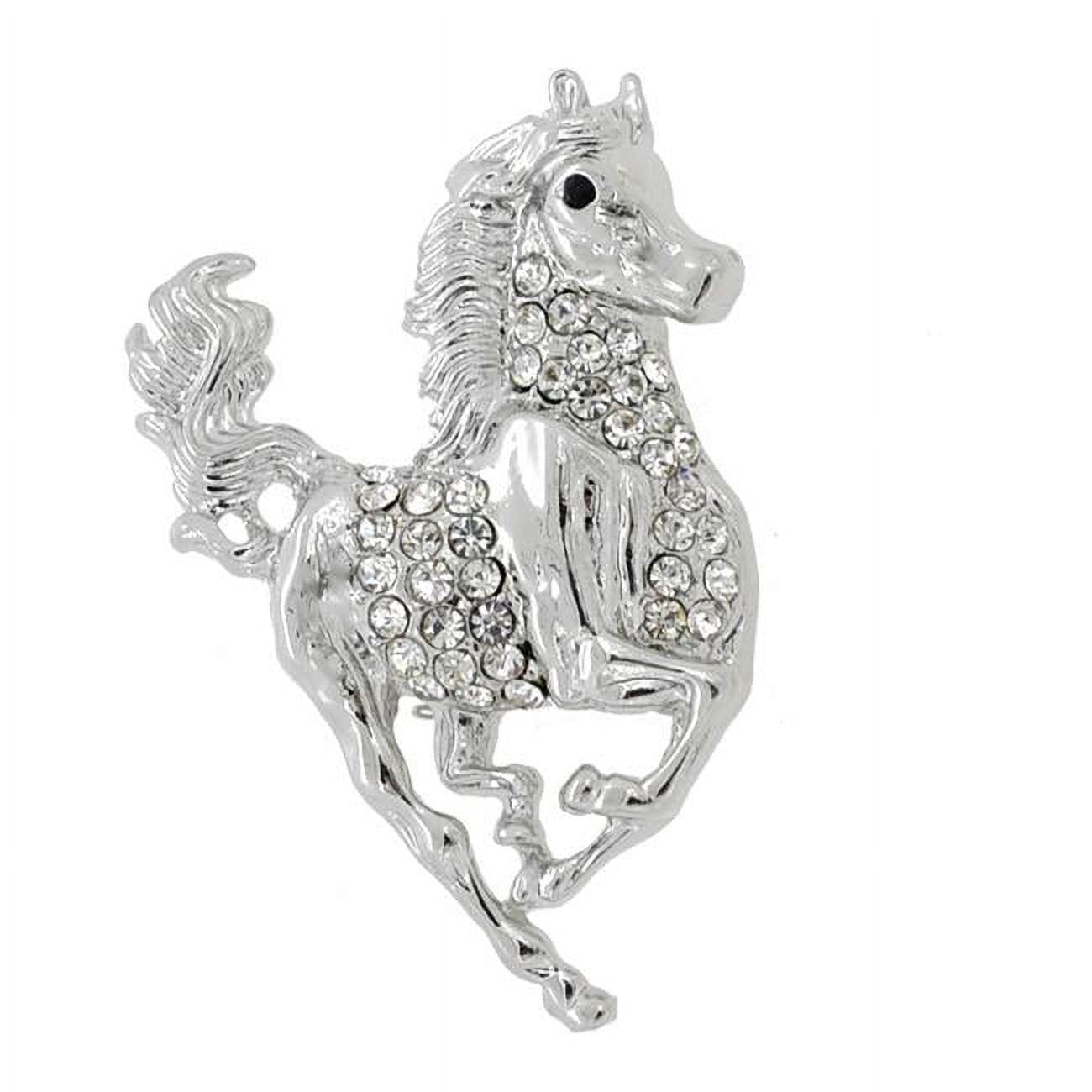 Crystal Running Horse Pin Brooch - Silver - 1.5 x 2.25 in. - Walmart.com