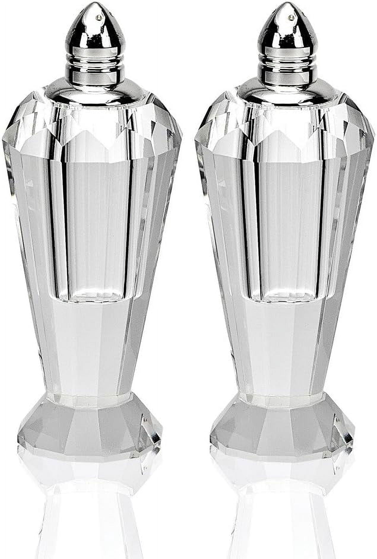 Crystal Salt and Pepper Shaker Set - 4" Tall Preston Hand-Cut Optical ...