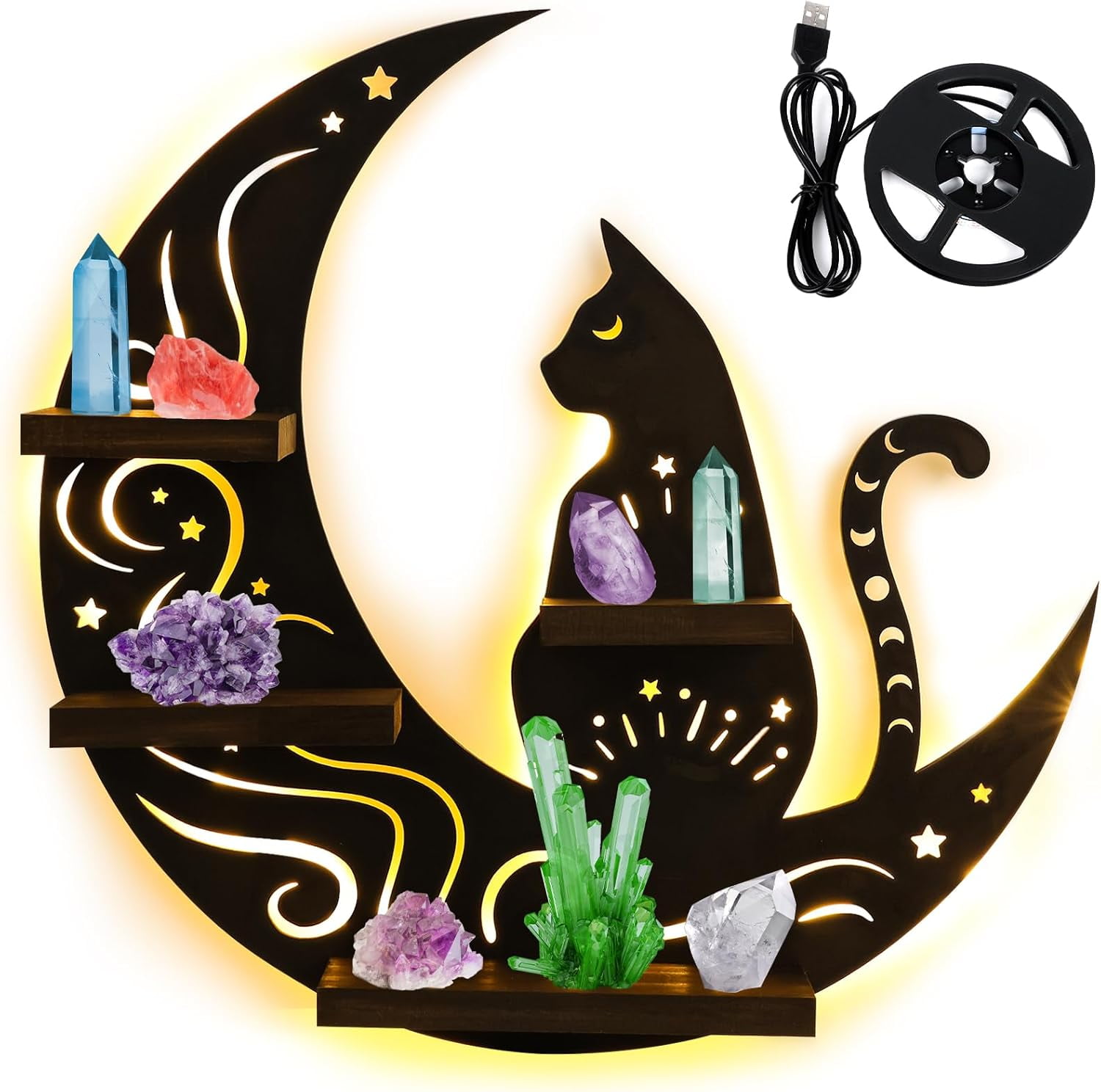 Crystal Shelf Display Vintage Crystal Wall Shelf Wooden Floating Shelf ...