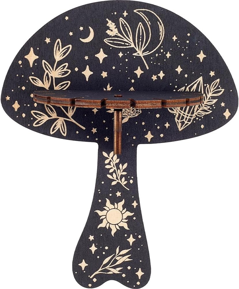 Crystal Shelf Display Wall Crystal Shelf Mushroom Floating Shelves Wood ...