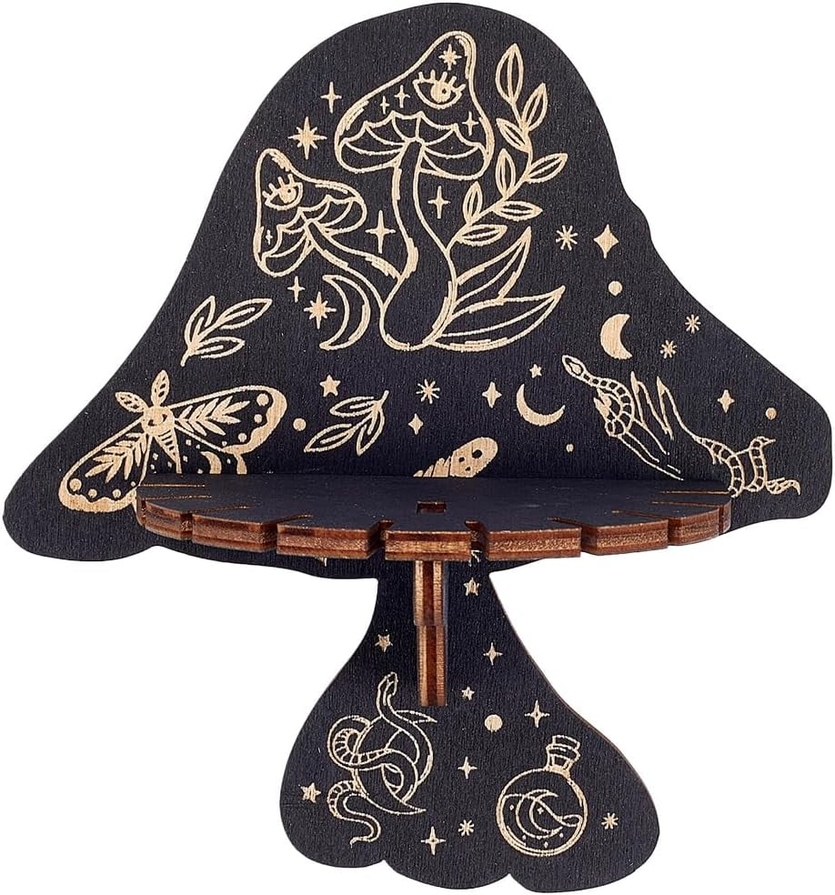 Crystal Shelf Display Wooden Wall Crystal Shelf Mushroom Moth Floating ...