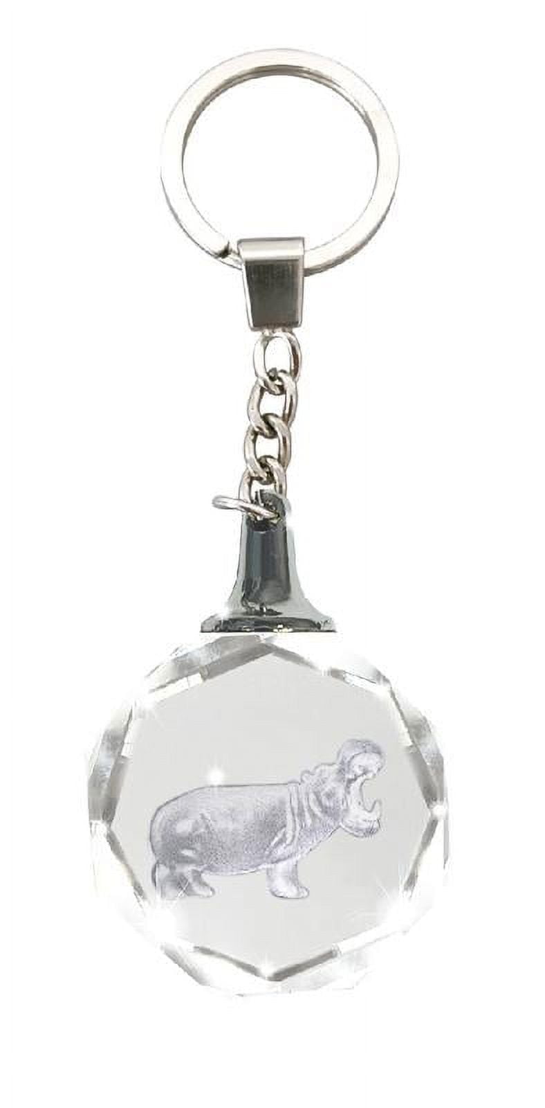 Crystal Silhouette Keychain - Hippo by Deluxebase. Glass Dome Key Ring ...