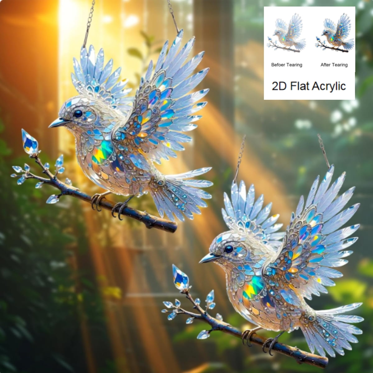 Crystal Sky Bluebird Stained Art Ornament, 2025 New Crystal - Inspired ...