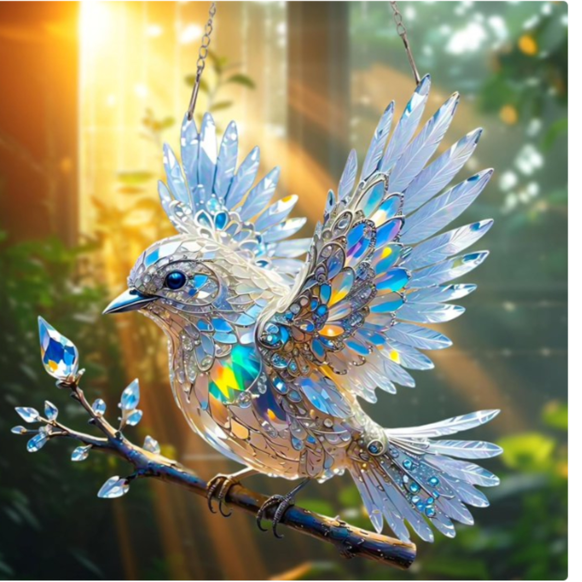 Crystal Sky Bluebird Stained Art Ornament - 2D Flat Acrylic Hummingbird ...