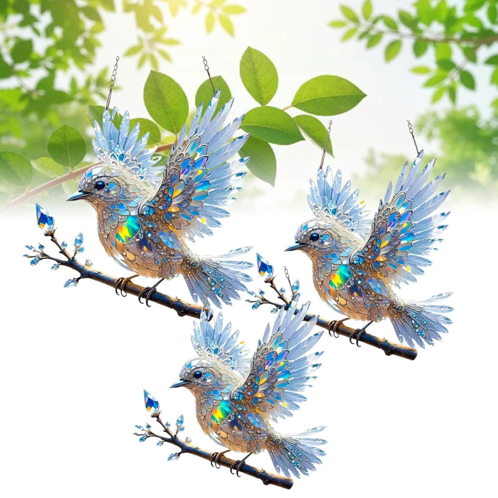 Crystal Sky Bluebird Stained Art Ornament (5.9 Inches), 2025 New ...