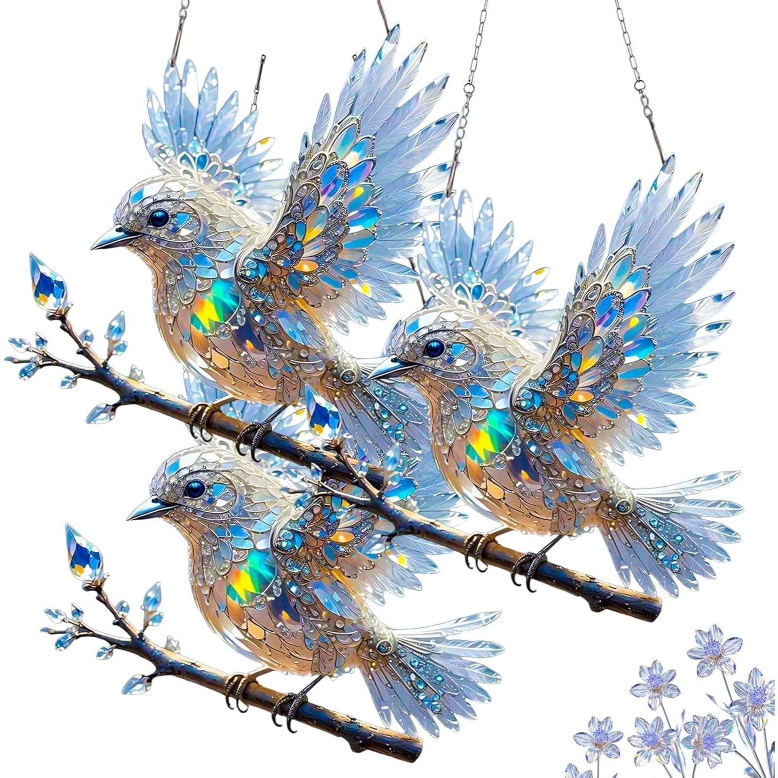 Crystal Sky Bluebird Stained Art Ornament (5.9 Inches), Radiant Bird ...
