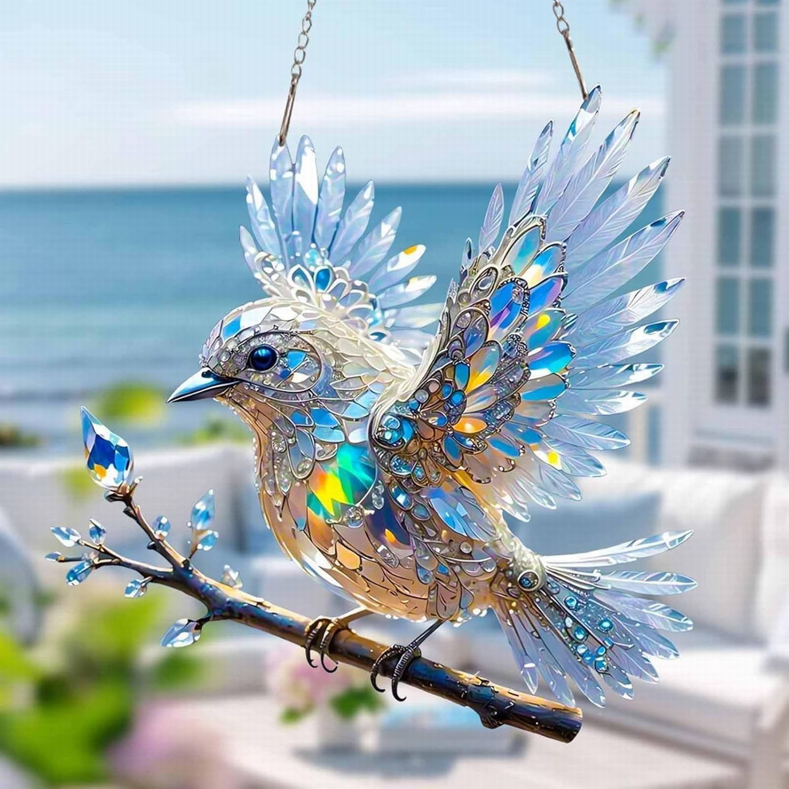 Crystal Sky Bluebird Stained Art Ornament (6 inches), Hummingbird ...