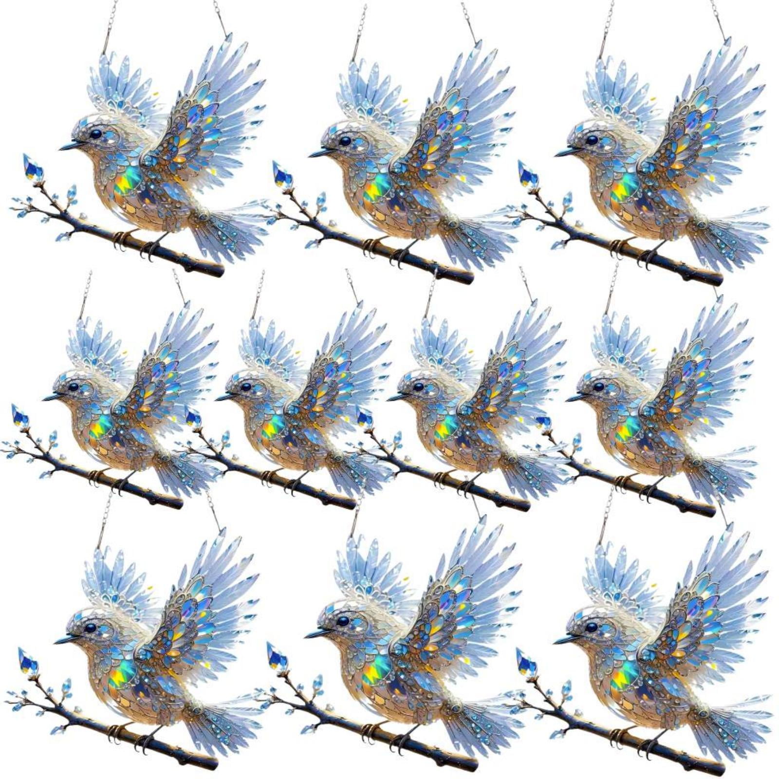 Crystal Sky Bluebird Stained Art Ornament(8 Inches), 2D Flat Acrylic ...