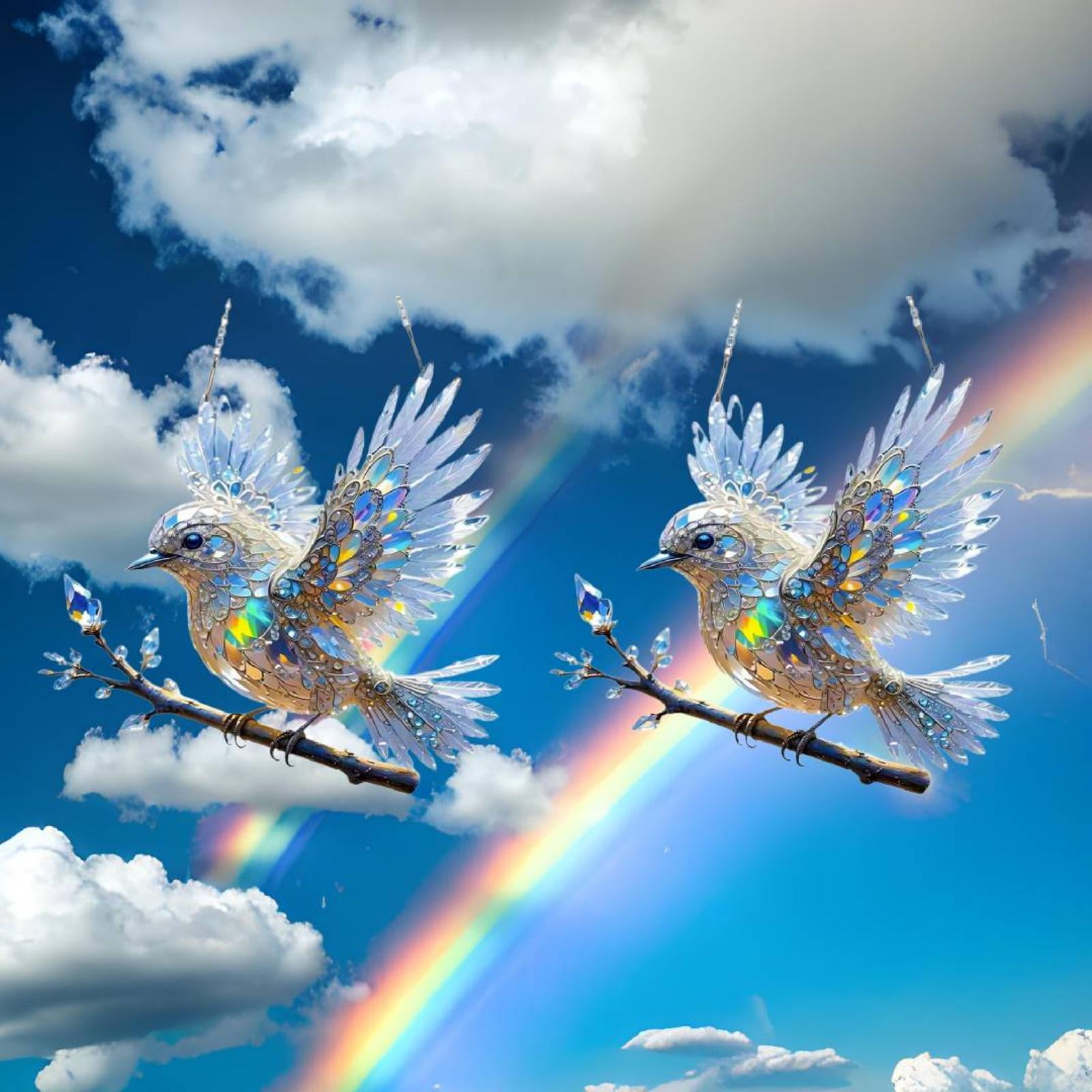 Crystal Sky Bluebird Stained Art Ornament(8 Inches), 2D Flat Acrylic ...