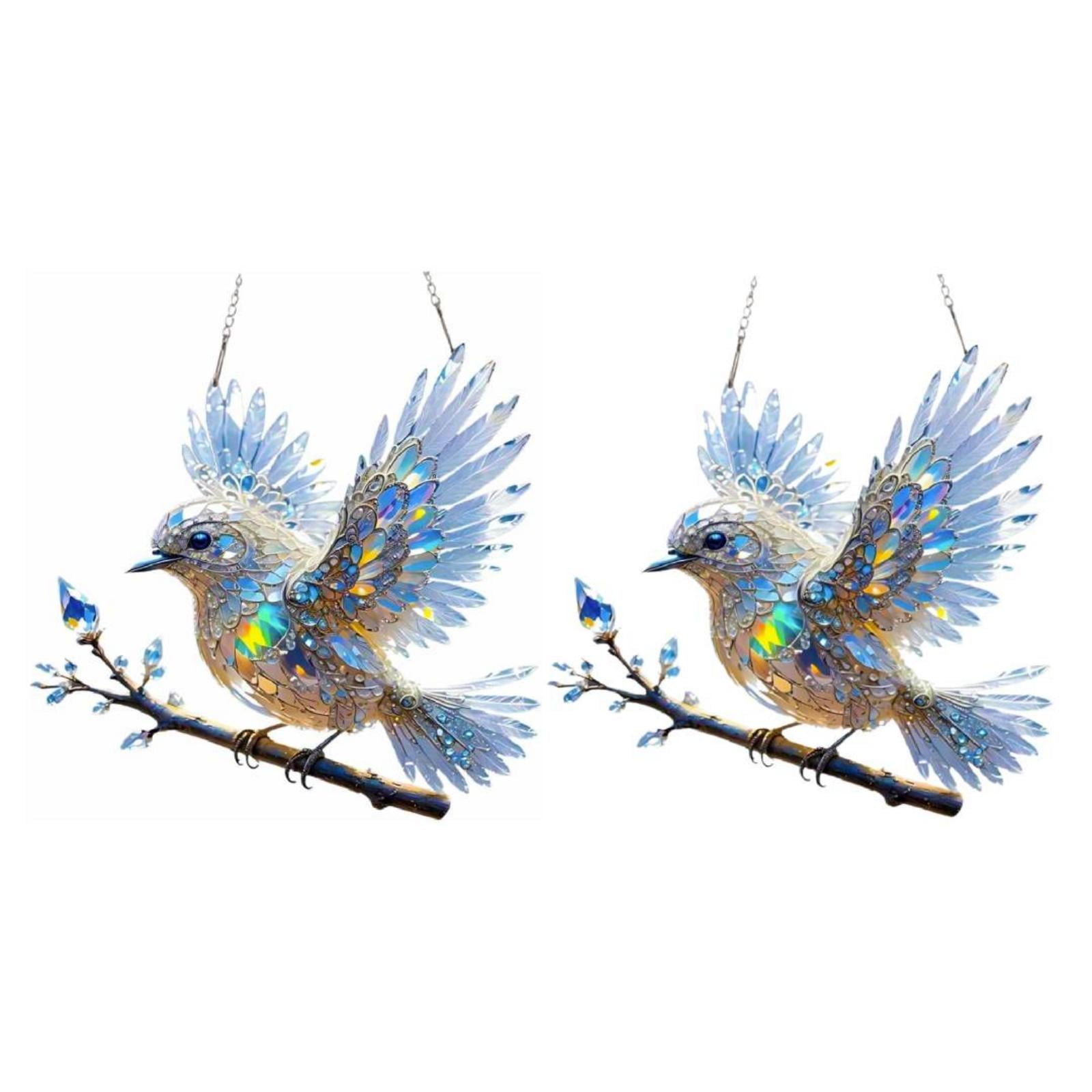 Crystal Sky Bluebird Stained Art Ornament(8 Inches), 2D Flat Acrylic ...