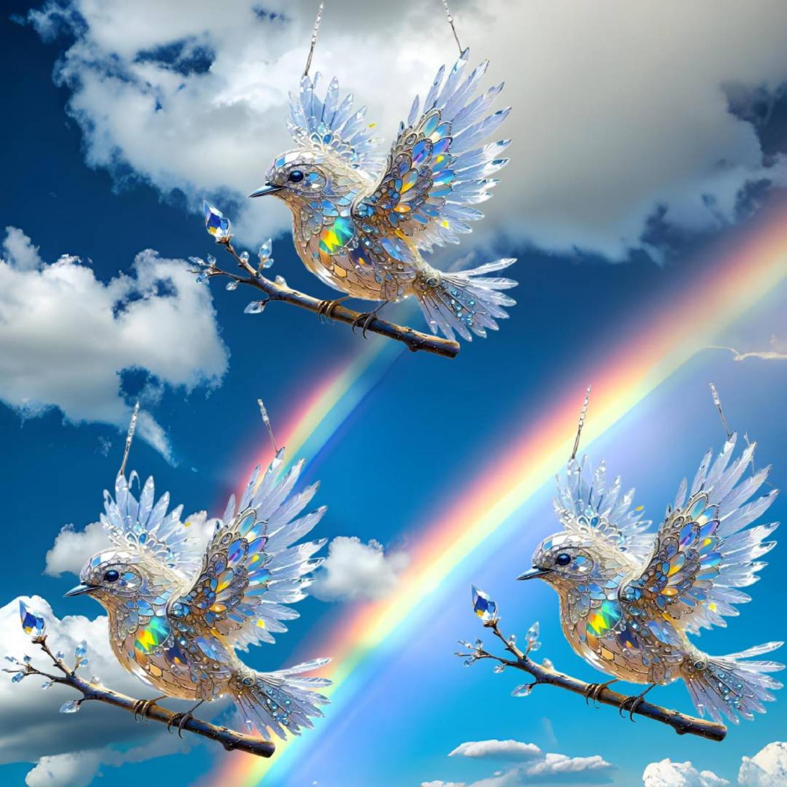 Crystal Sky Bluebird Stained Art Ornament(8 Inches), 2D Flat Acrylic ...