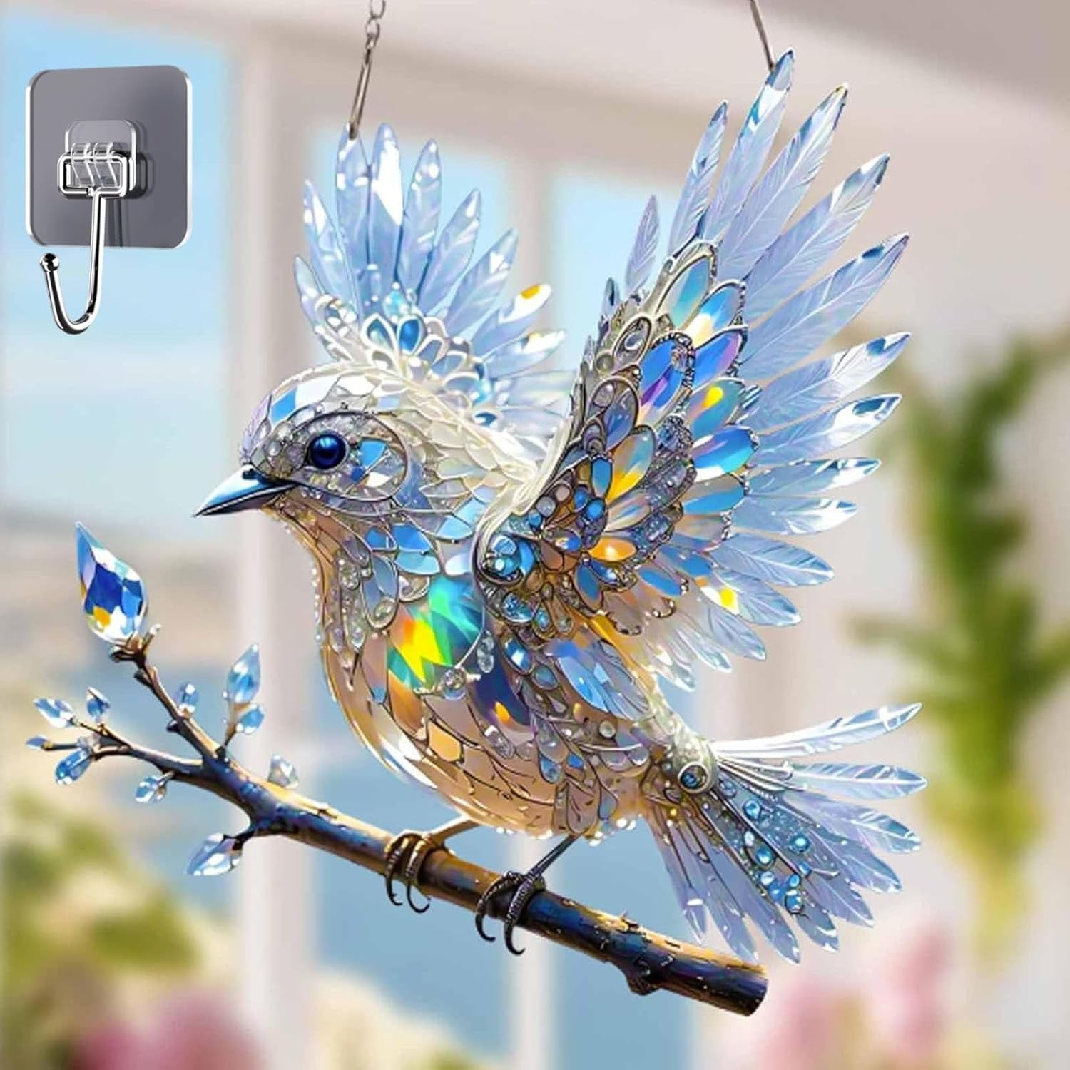 Crystal Sky Bluebird Stained Art Ornament (8 Inches), Crystal ...