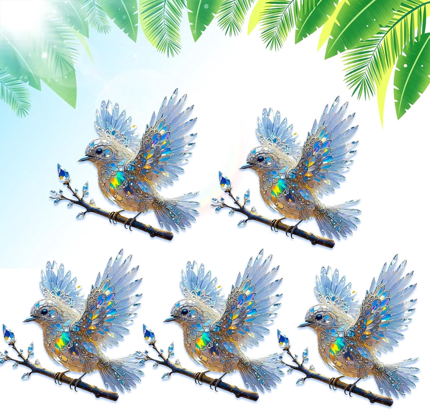 Crystal Sky Bluebird Stained Art Ornament (8 Inches), Double-Sided ...