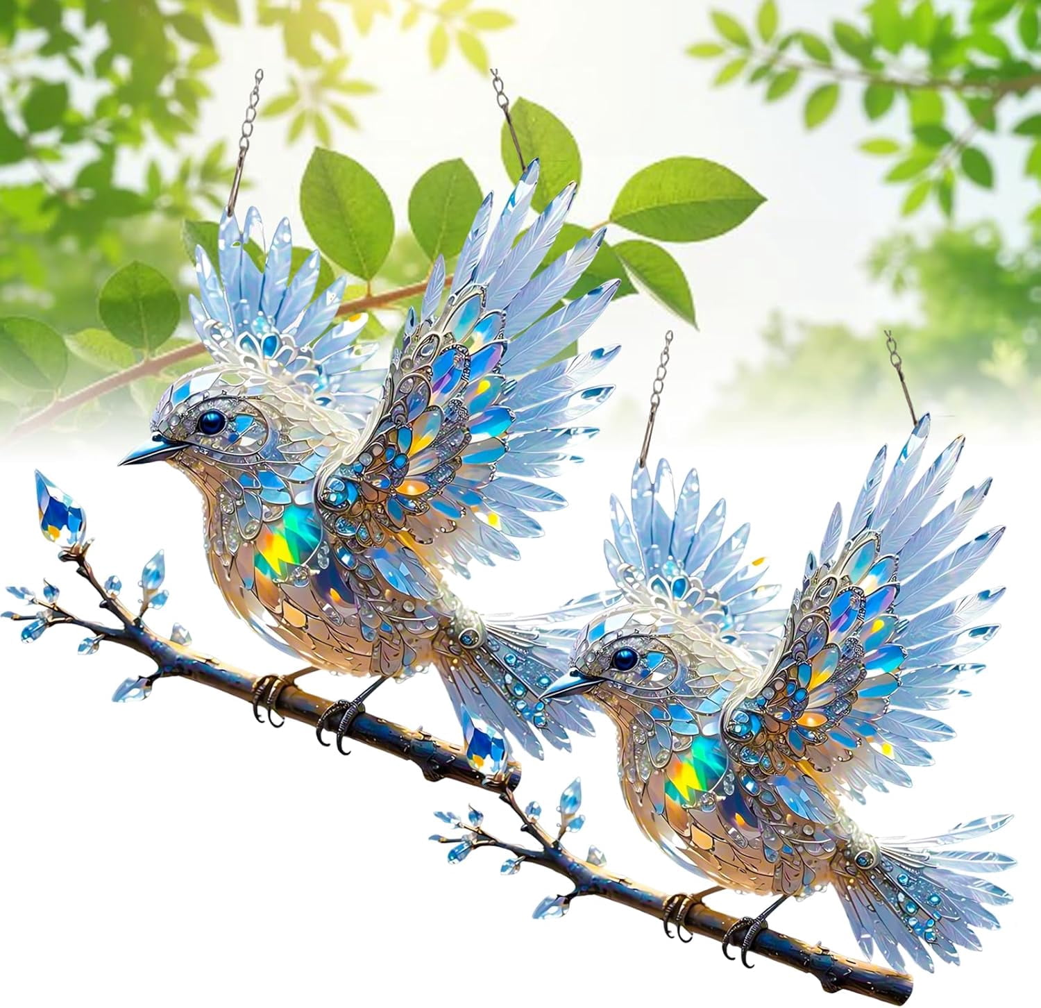 Crystal Sky Bluebird Stained Art Ornament (8 Inches), Radiant Bird ...