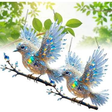 Solymall Spirit Bluebird, Crystal Sky Bluebird Stained Art Ornament, 2D ...